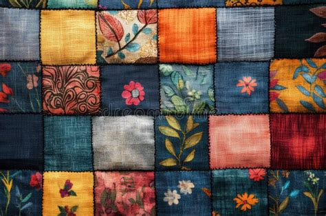 Eclectic Fabric Patchwork Design With Colorful Fabric Squares