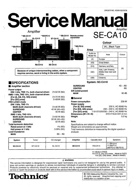 Service Manual For TECHNICS SECA Download