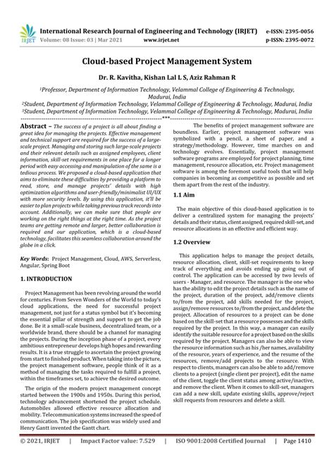 Pdf Cloud Based Project Management System