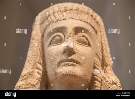 Iberian Lady Sculpture A Master Piece Of Iberian Art Closeup Stock
