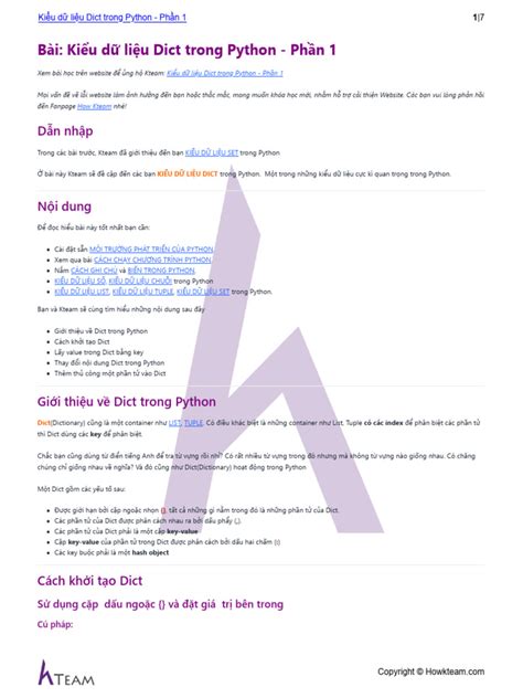 howkteam vn kiểu dữ liệu dict trong python phần 1 pdf
