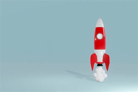 반짝이는 빨간색과 흰색 로켓은 파란색 배경에 대해 이륙합니다 3d 렌더링 로켓에 대한 스톡 사진 및 기타 이미지 로켓 빨강 우주 왕복선 Istock