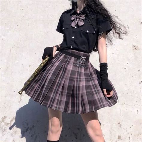 Jupemini Jupe Plissée à Carreaux Mode Coréenne Taille Haute Kawaii