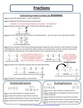 Adding And Subtracting Fractions Multiplying And Dividing Fractions Reference Subtracting