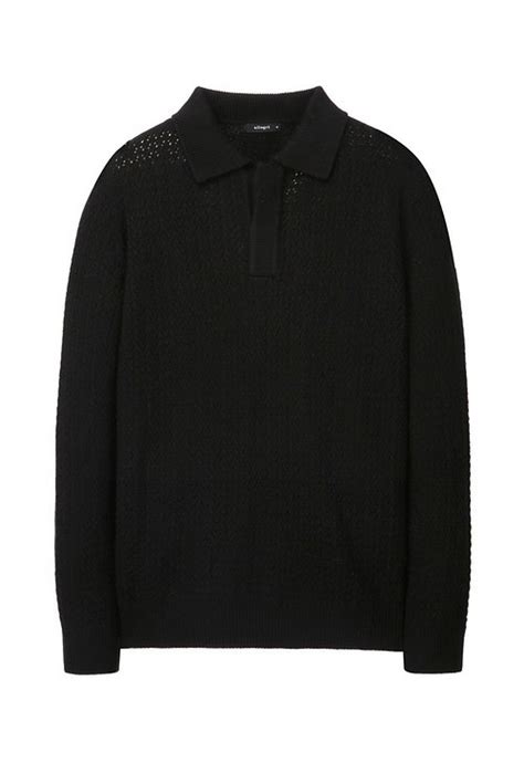 Allegri알레그리 블랙 Crochet Waffle 카라넥 스웨터 Arsw3d302bk Sivillage 에스