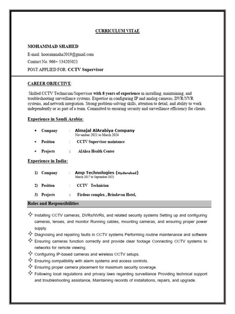 Mr Md Shahedcctvsupervisor Pdf Closed Circuit Television