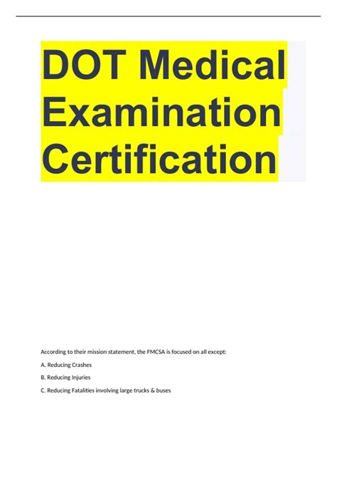 Dot Medical Examination Certification Nrcme Stuvia Us