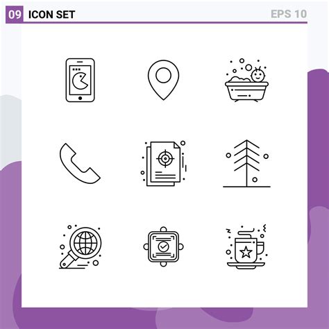 9 Thematic Vector Outlines And Editable Symbols Of Management Chart Bath Mobile Phone Editable