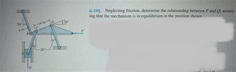 Answered 4 105 Neglecting Friction Determine The Relationship Between P And Q Assum Ing That
