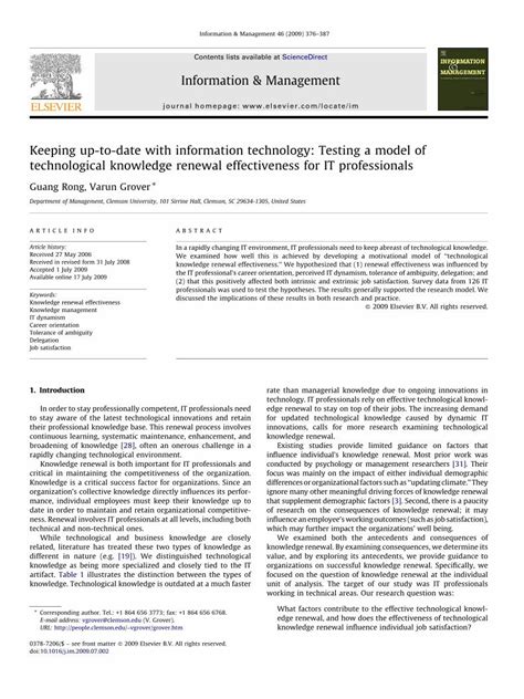 Pdf Keeping Up To Date With Information Technology Testing A Model