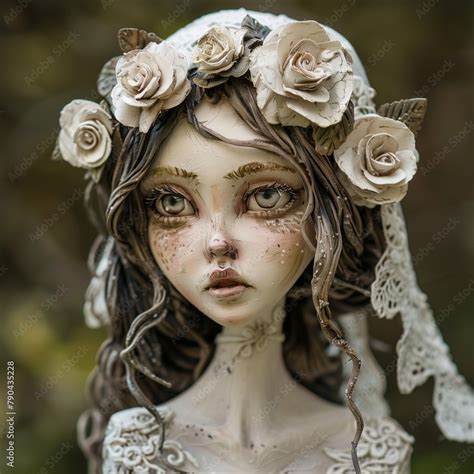 Una Ligeramente Terrorífica Imagen De Una Novia Con Rosas Marchitas Stock Illustration Adobe Stock