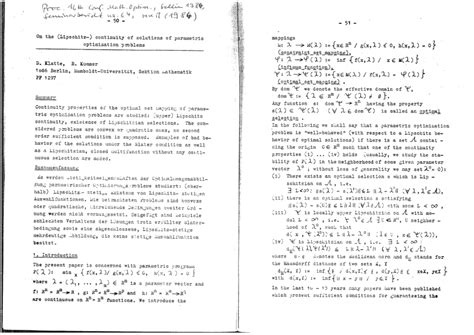Pdf On The Lipschitz Continuity Of Solutions Of Parametric
