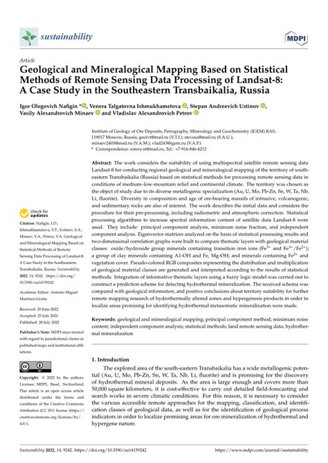 Pdf Geological And Mineralogical Mapping Based On Statistical Methods Of Remote Sensing Data