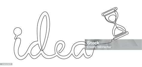 One Continuous Line Drawing Of Hourglass With Flow Sand Antique Timer