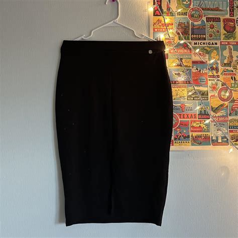 Classic Black Pencil Skirt • Sleek Black Depop