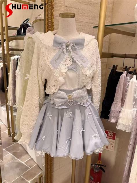 Japanese Mine Style Sweet Cute Lace Bow Long Sleeve Shirt Sailor Collar