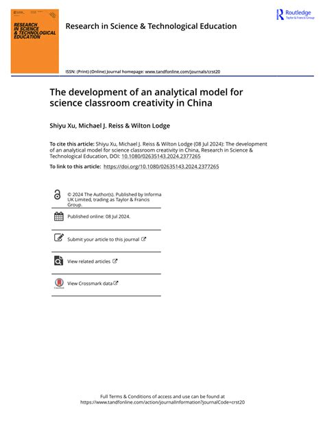 Pdf The Development Of An Analytical Model For Science Classroom