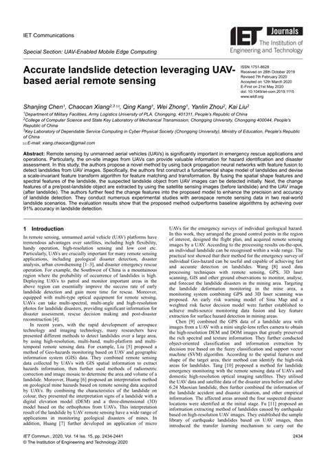 Accurate Landslide Detection Leveraging UAV Based Aerial Remote Sensing Request PDF