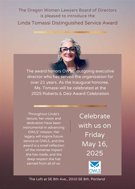 Linda Tomassi Distinguished Service Award Oregon Women Lawyers