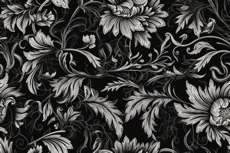 Premium Ai Image Monochromatic Floral Wallpaper Pattern Generative Ai