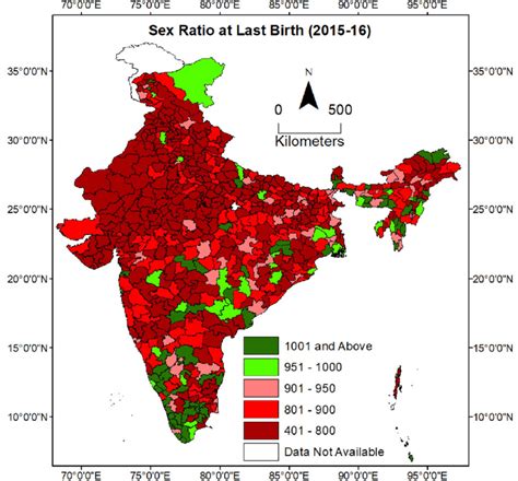 District Pattern Of Sex Ratio At Last Birth In India Download Scientific Diagram