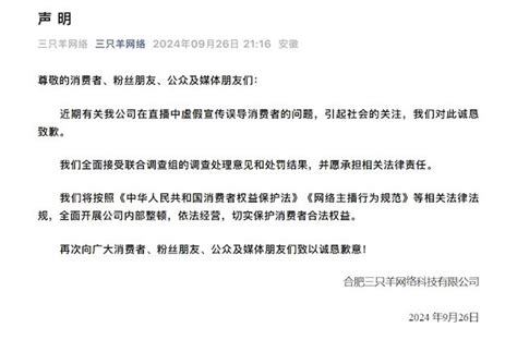 被罚没689491万元！三只羊就虚假宣传致歉：接受处罚 全面开展内部整顿