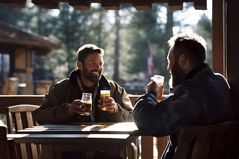 Premium Photo Men Seen Sipping Beer At Patio