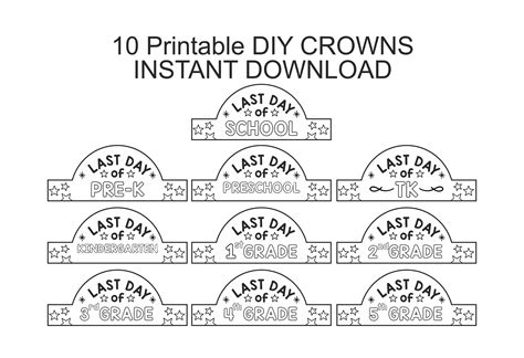 Last Day Of School Crown Printable Diy Coloring Crown Last Day Of