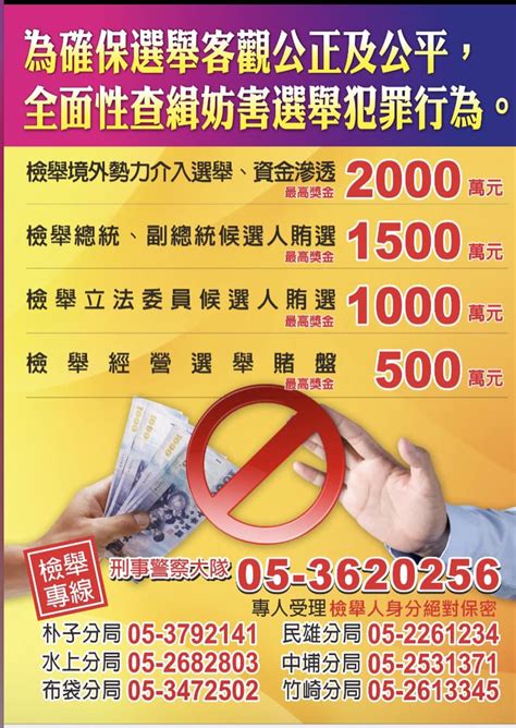嘉義縣警察局刑事警察大隊 🔖🔖 113 年「第16 任總統副總統及第11 屆立法委員選舉」選舉反賄選宣導來囉！