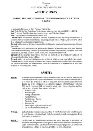 Calaméo Arrete municipal Interdiction de consommation d alcool