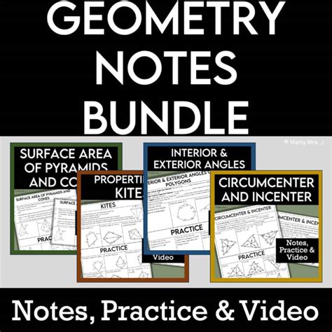 Geometry Notes Bundle Review Lessons Practice And Videos By Mathy Mrs J