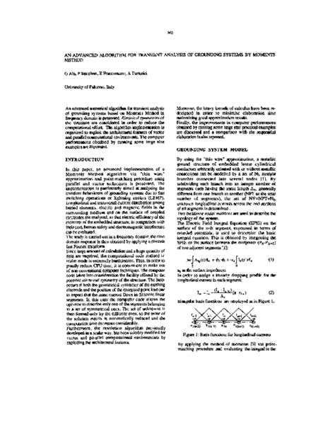 Pdf An Advanced Algorithm For Transient Analysis Of Grounding Systems By Moments Method