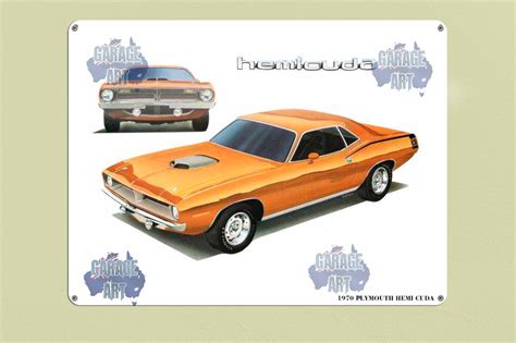 1970 Plymouth Hemi Cuda Tin Sign Garage Art