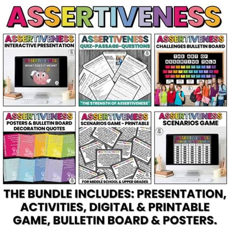 Assertiveness Sel Lessons Activities Game Bulletin Posters Bundle