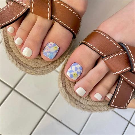 43 Cute Toe Nail Designs Abstract Blue Check Toe Nails I Take You