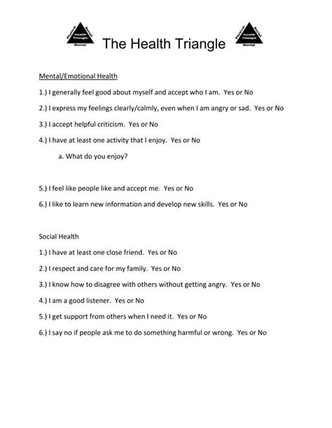 health triangle questions online exercise for live worksheets
