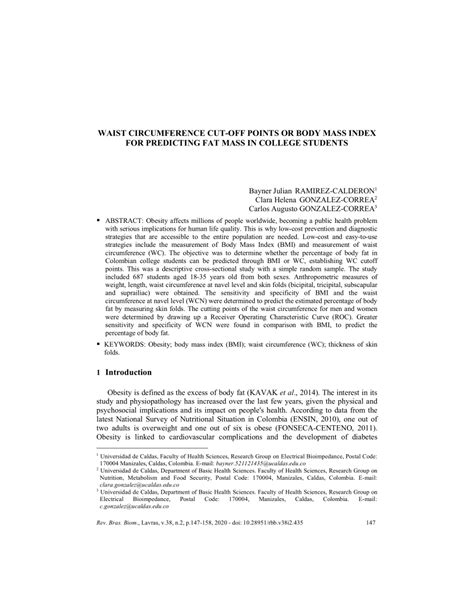 Pdf Waist Circumference Cut Off Points Or Body Mass Index For