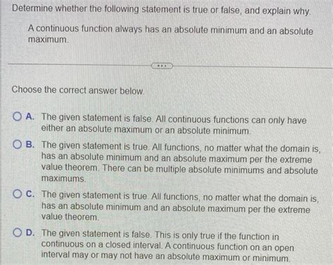 solved determine whether the following statement is true or