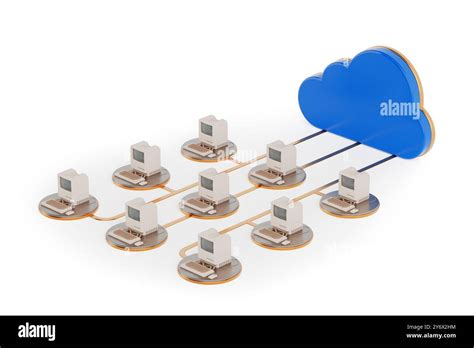 Cloud Storage Concept Cloud Computing Networking Scene On A White Background 3d Rendering