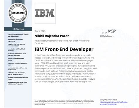 Nikhil Pardhi On Linkedin Frontenddevelopment Ibm Coursera