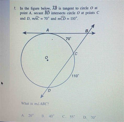 Solved In The Figure Below Widehat AB Is Tangent To Circle O At Point