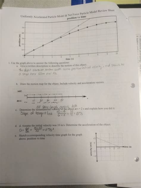 Uniformly Accelerated Motion Model Worksheet 1