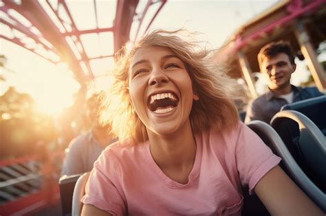 Premium Ai Image Friends Riding Roller Coaster Ride At Amusement Park