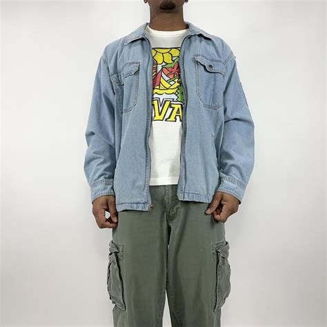 Vintage Duke Haband Zip Up Jean Collar Shirt Mens Depop