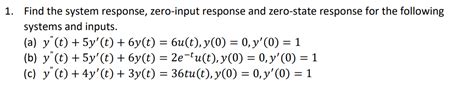 Solved Find The System Response Zero Input Response And Chegg Com