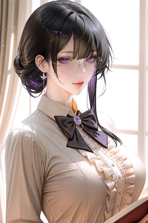 思索灵感的女作家 二次元 御姐 Ai绘画生成 美图123