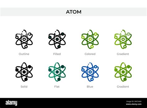 Atom Icon In Different Style Atom Vector Icons Designed In Outline