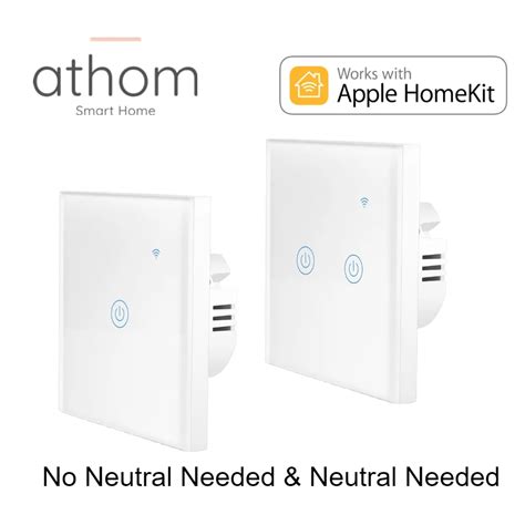 ATHOM Homekit No Neutral Needed WiFi EU Standard Smart Switch Touch Key