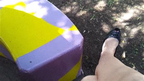 Chloe Shoeplay Black Peep Toe Heels Shoeplay In Public Park Pov