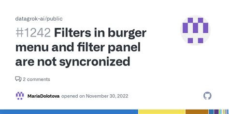 Filters In Burger Menu And Filter Panel Are Not Syncronized Issue Datagrok Ai Public